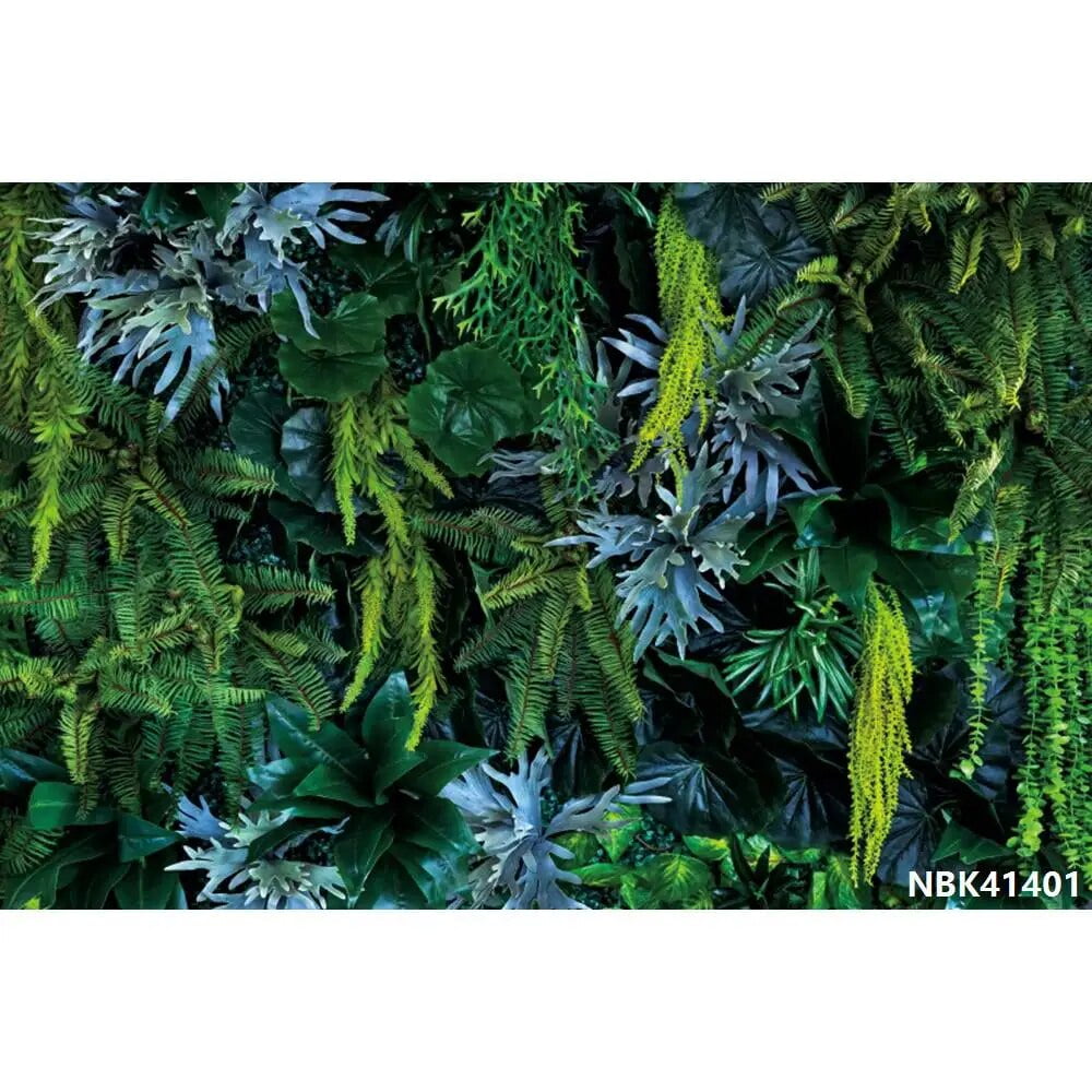 Birthday Photo Backgrounds Green Grass Wall Tropical Plants Leaves ...