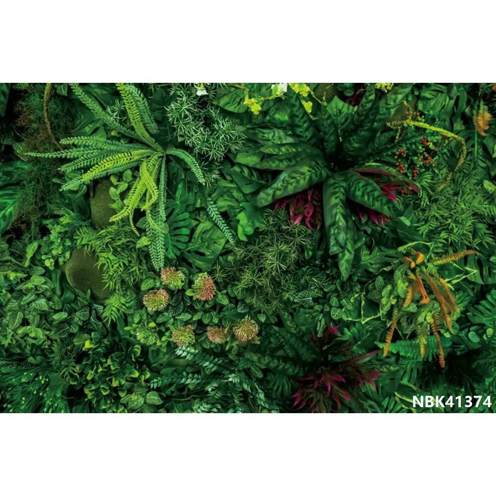 Birthday Photo Backgrounds Green Grass Wall Tropical Plants Leaves ...