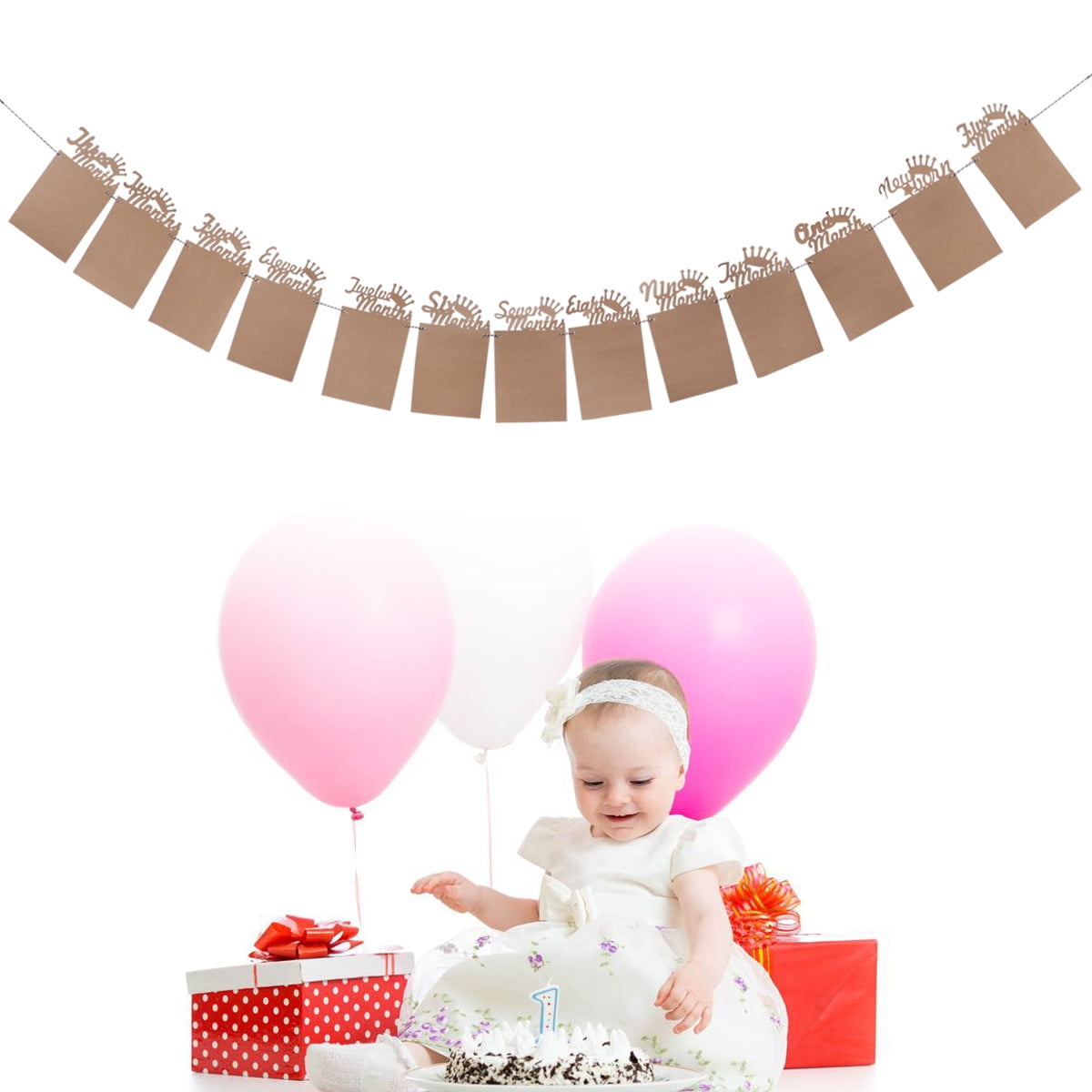 Birthday Photo Banners with Crown 1st Birthday Photo Bunting Flag ...
