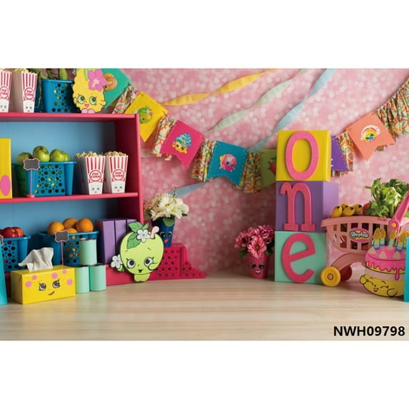 Birthday Photocall White Brick Wall Balloons Donut Candy Balloons Baby ...