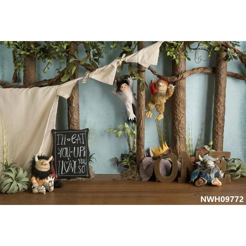 Birthday Photocall White Brick Wall Balloons Donut Candy Balloons Baby ...