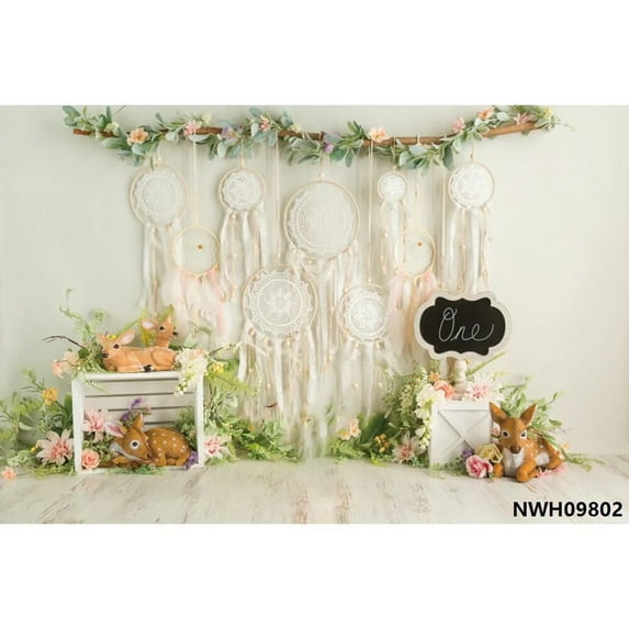 Birthday Photocall White Brick Wall Balloons Donut Candy Balloons Baby ...