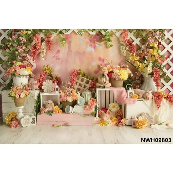 Birthday Photocall White Brick Wall Balloons Donut Candy Balloons Baby ...