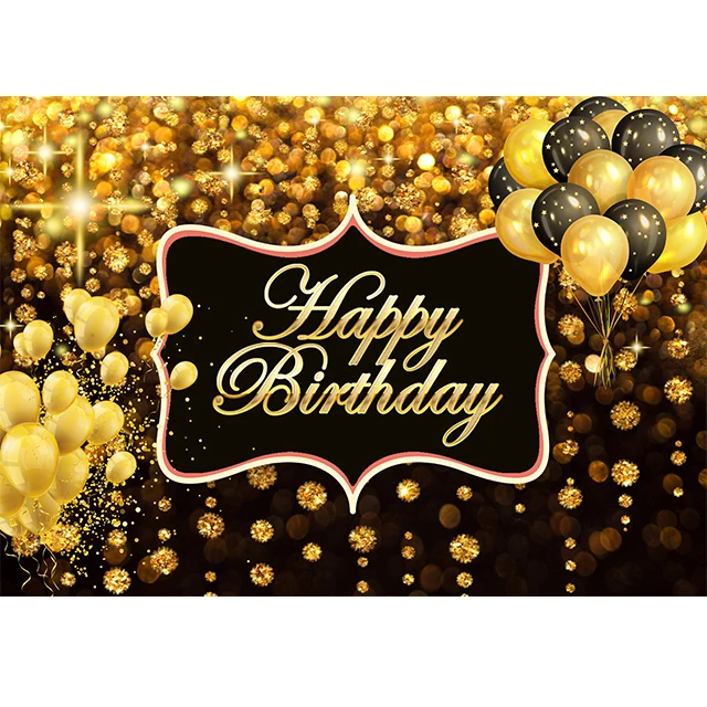 Birthday Photography Backdrop Gold Glitter Balloons Adult Birthday ...