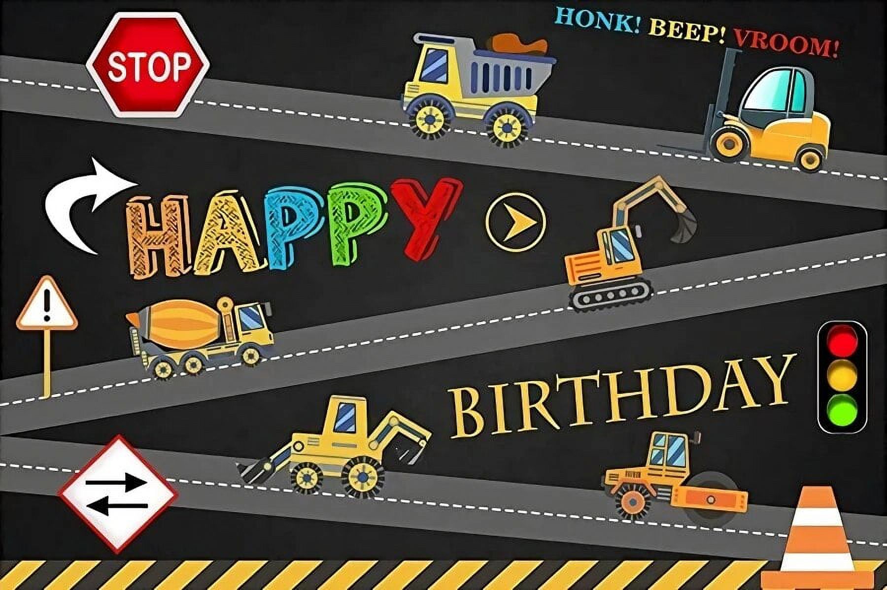 Birthday Photophone Traffic Construction Zone Truck Excavator ...