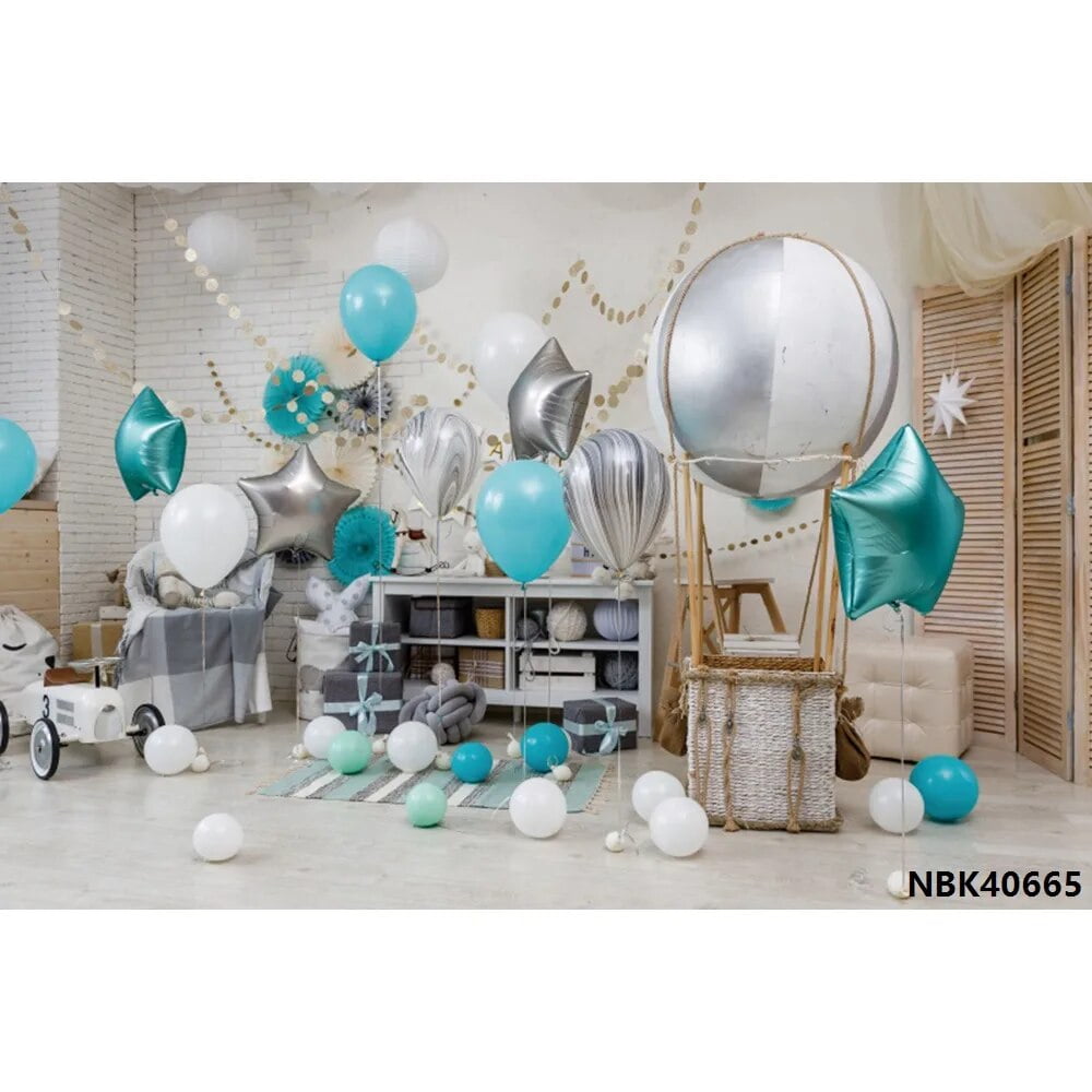 Birthday Photophone White Clouds Stars Hot Air Balloon Gifts Baby ...