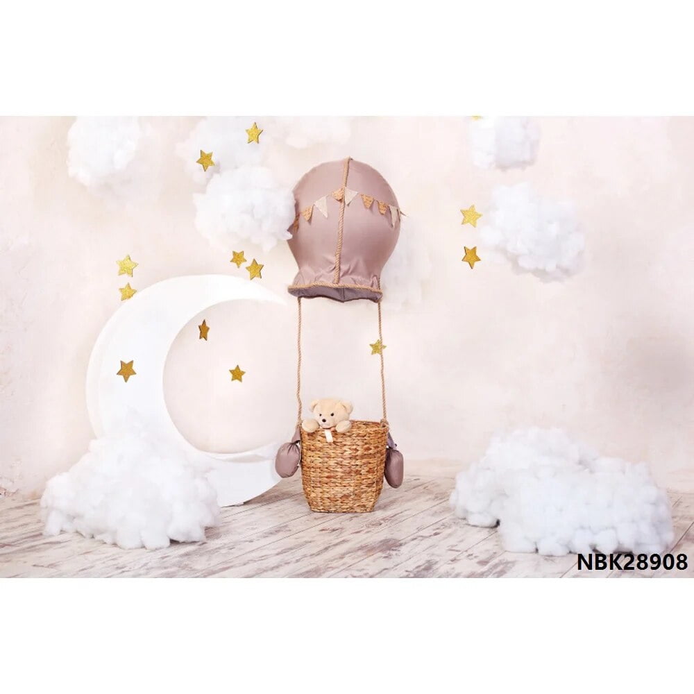 Birthday Photophone White Clouds Stars Hot Air Balloon Gifts Baby ...