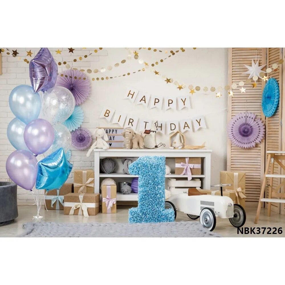 Birthday Photophone White Clouds Stars Hot Air Balloon Gifts Baby ...