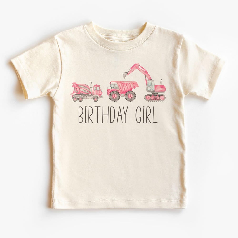 Birthday Pink Construction Vehicles Girls Toddler Shirt - Bday Girl ...
