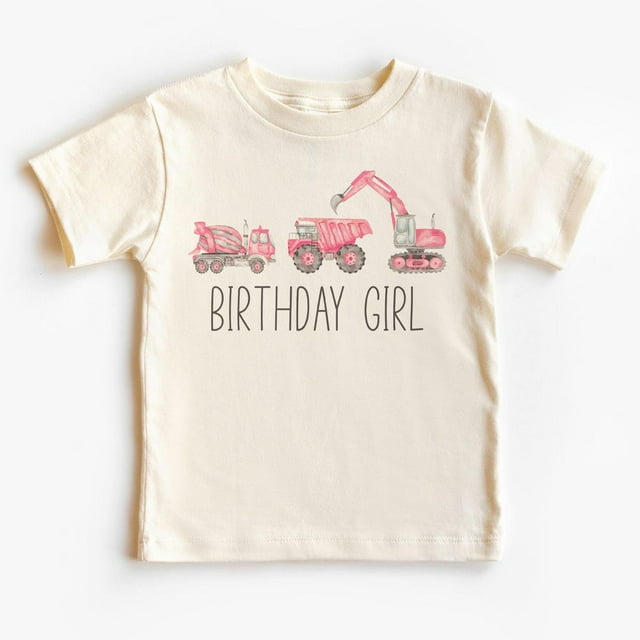 Birthday Pink Construction Vehicles Girls Toddler Shirt - Bday Girl ...