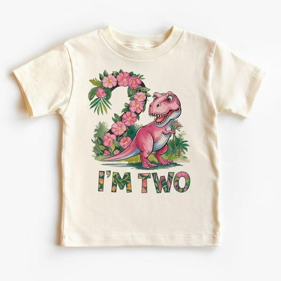 Birthday Pink Girls T-Rex Dinosaur Toddler Shirt - I'M Two ...