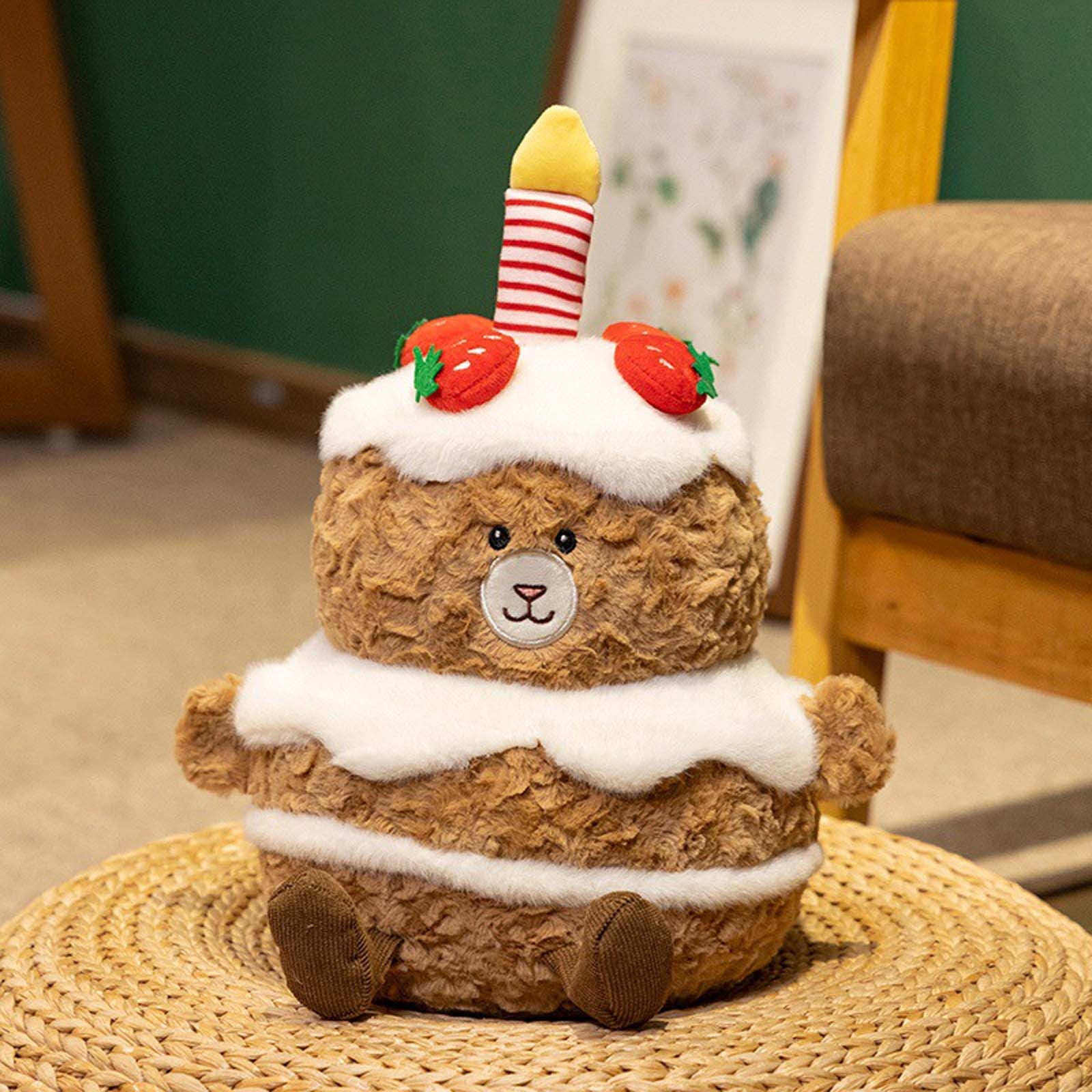 Birthday Plush Toy Bear - Adorable Cake Stuffed Animal, Cute Teddy Bear ...