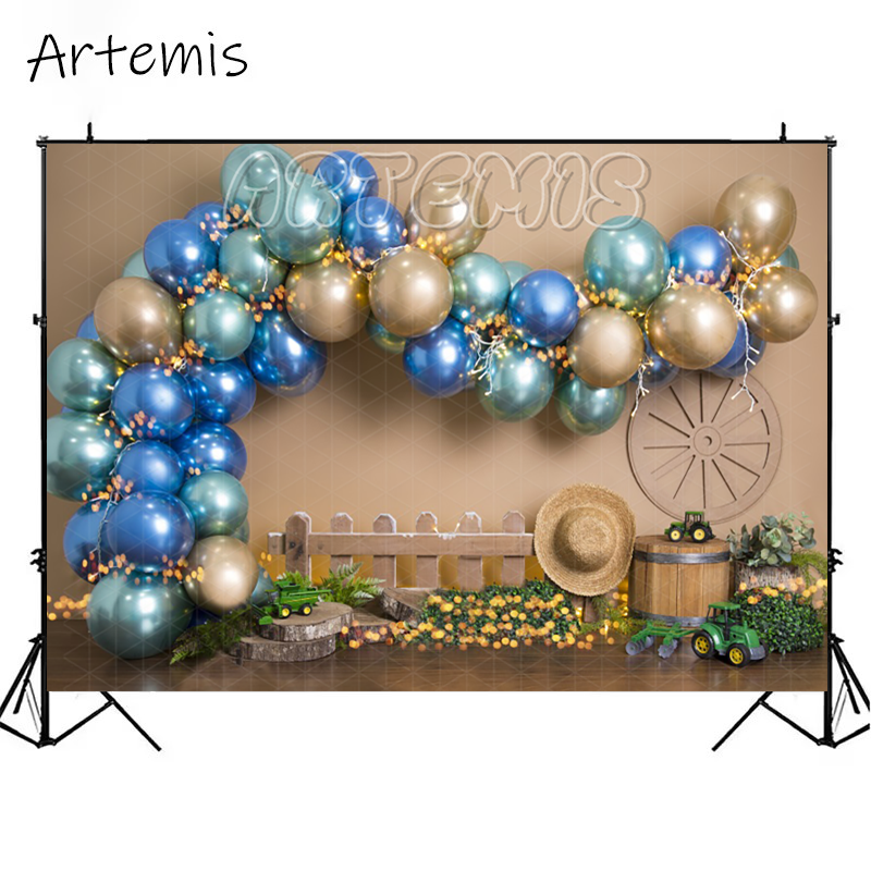 Birthday Portrait Photo Background Colorful Balloons Baby Shower Cake ...