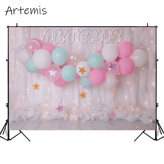 Birthday Portrait Photo Background Colorful Balloons Baby Shower Cake ...