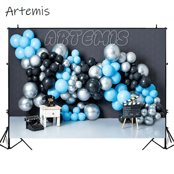 Birthday Portrait Photo Background Colorful Balloons Baby Shower Cake ...