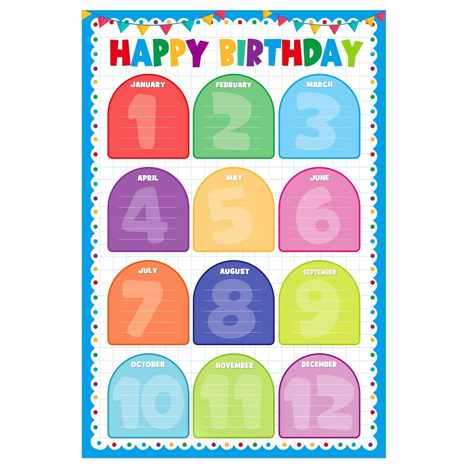 Birthday Poster for Classroom-Watercolor Birthday Calendar Confetti ...