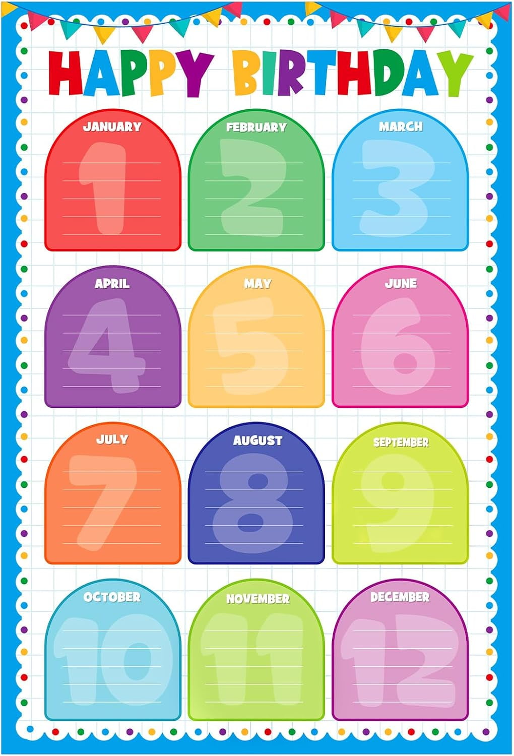 Birthday Poster for Classroom-Watercolor Birthday Calendar Confetti ...