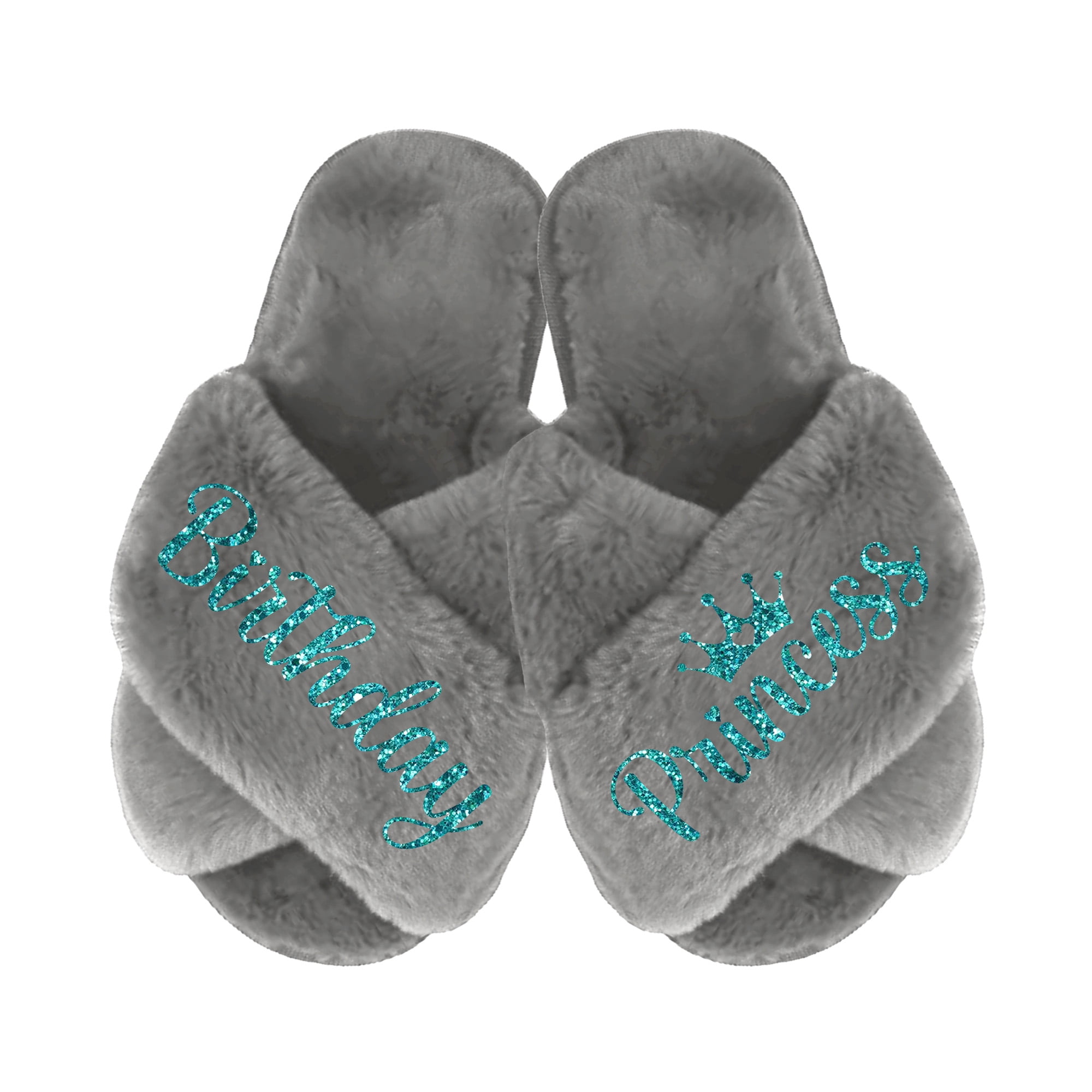 Birthday Princess Slippers - Fluffy Criss Cross Slippers for Girls ...