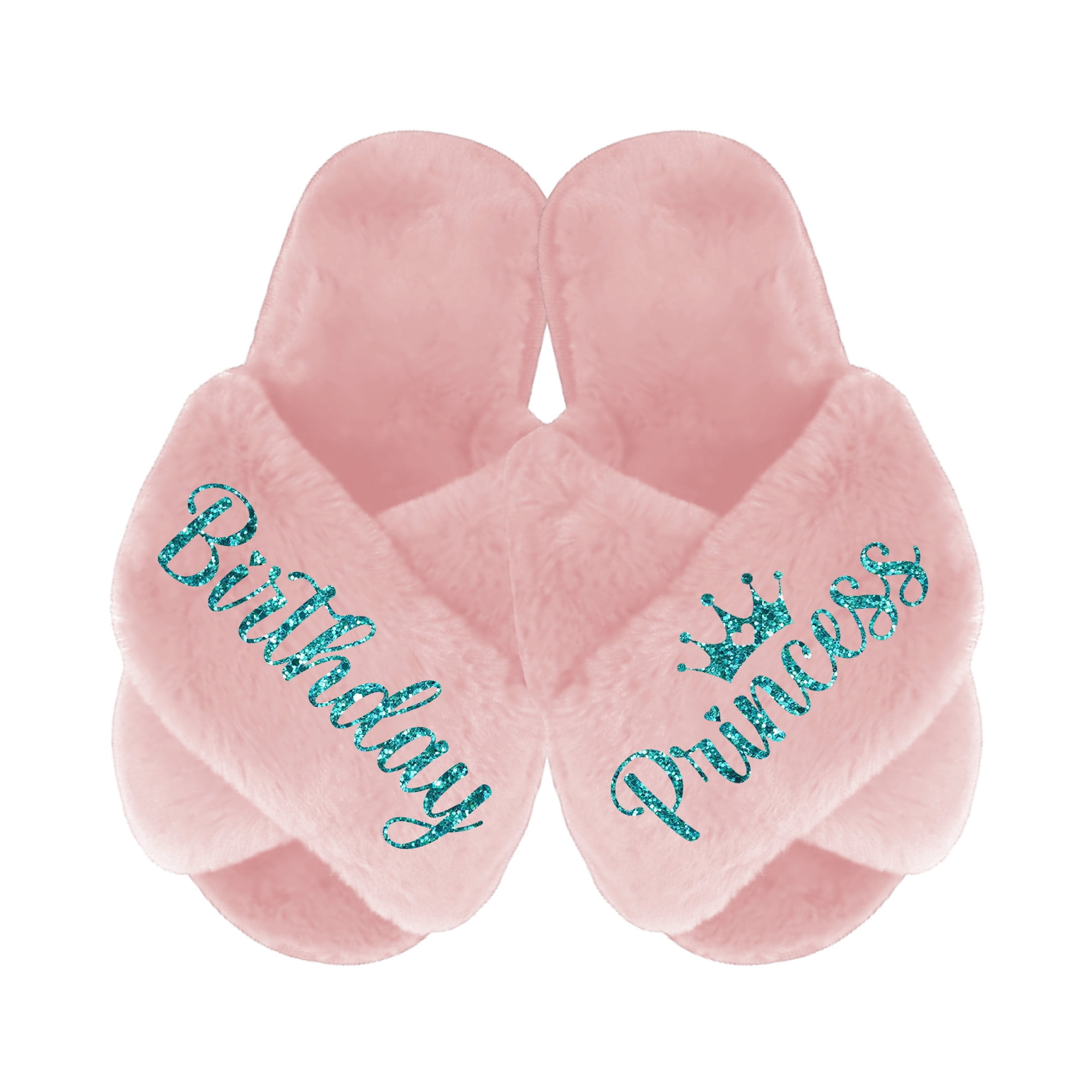 Birthday Princess Slippers - Fluffy Criss Cross Slippers for Girls ...
