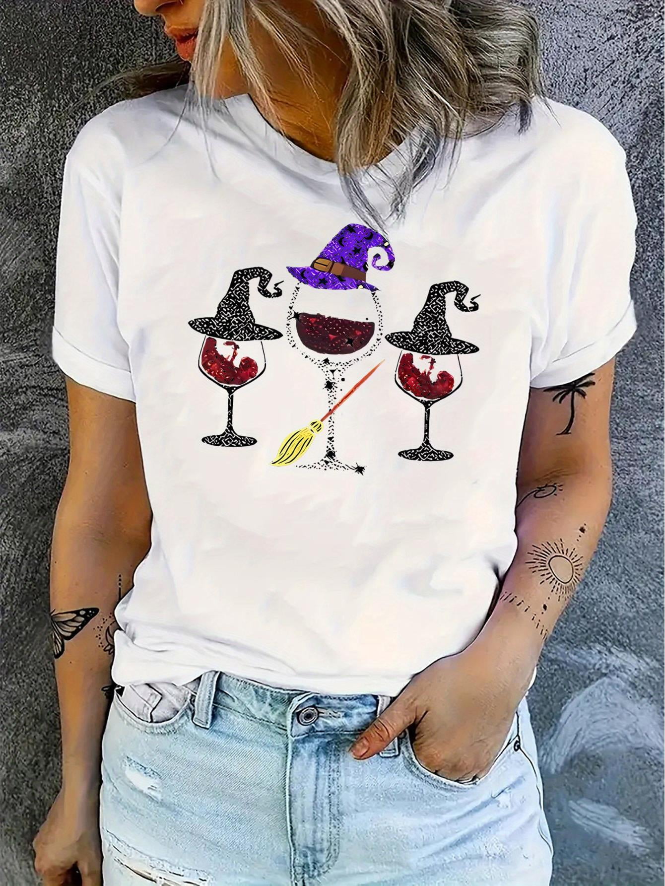 Letter Print Crew Neck T-Shirt, Casual Short Sleeve Top For Spring ...