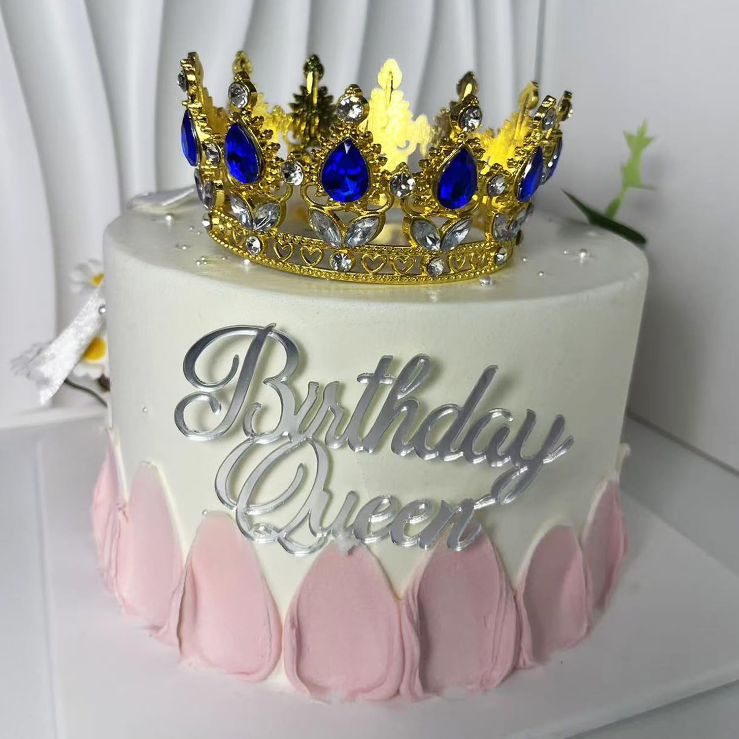 Birthday Queen Cake Topper, Silver Mirror RST1 Acrylic Cake Topper Side ...