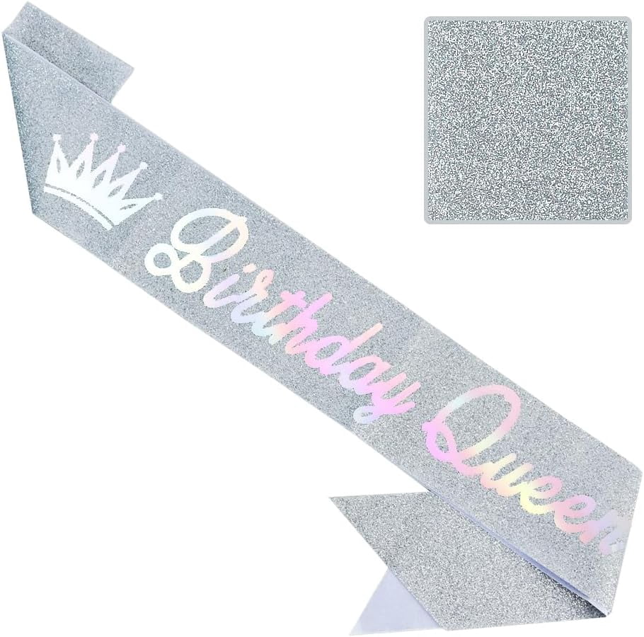 Birthday Queen Sash, Birthday Sash for Women, Girls, Glitter Birthday ...