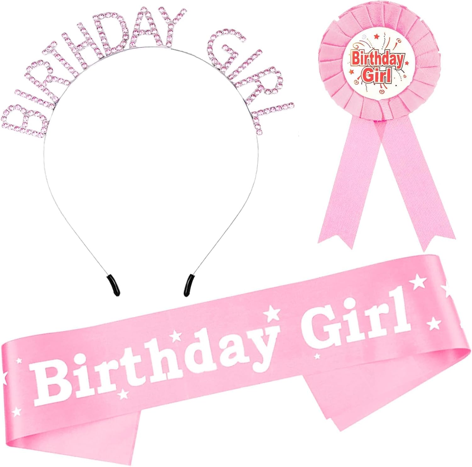 Birthday Rhinestone Crown Sash Badge Happy Birthday Party Accessories ...