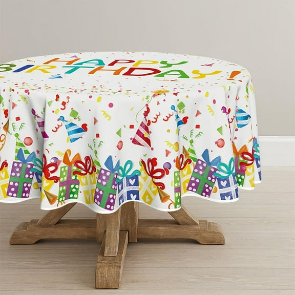 Birthday Tablecloth 60x84 Inch Oval, Happy Birthday Ballon Blue ...