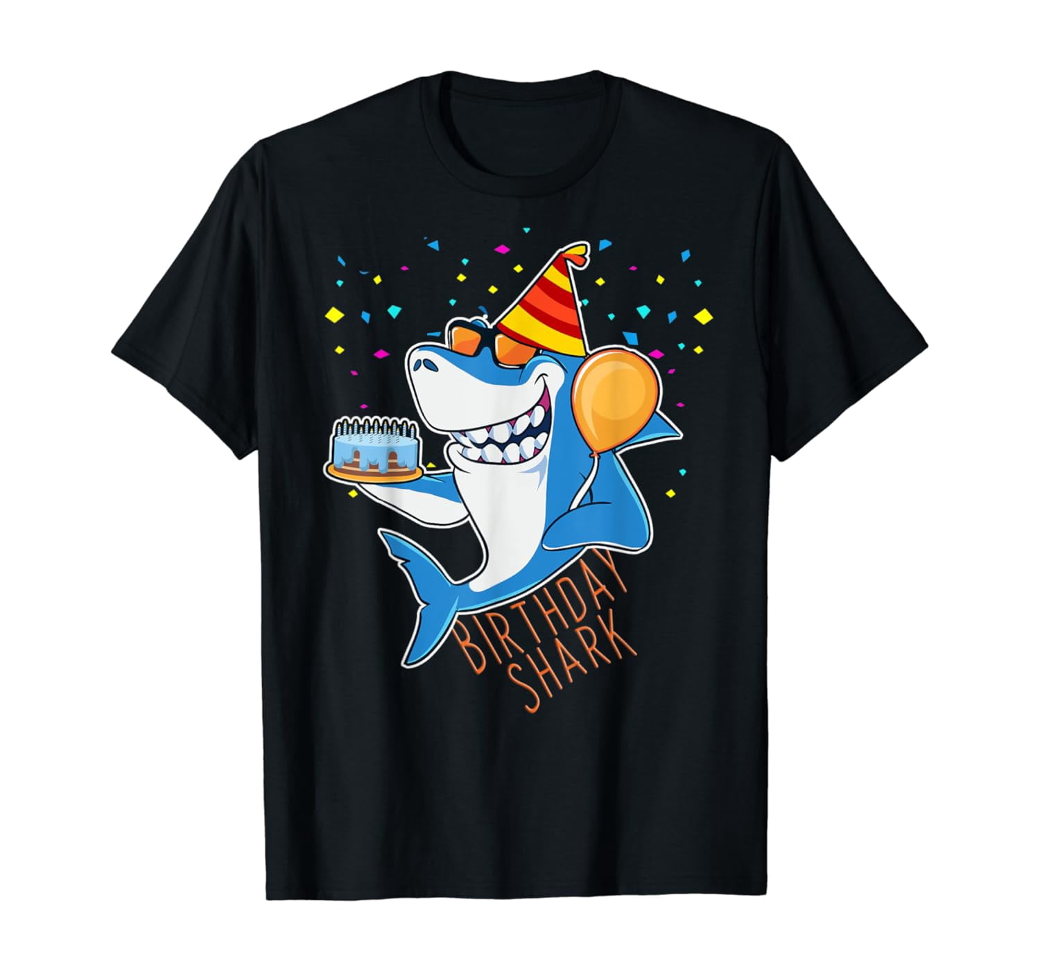 Birthday Shark Cake Candles Balloon Party Sea Animal 1 T Shirt ...