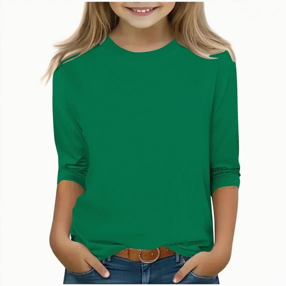 Birthday Shirt Girl 3/4 Sleeve T Shirt Round Neck Solid Color Toddler ...