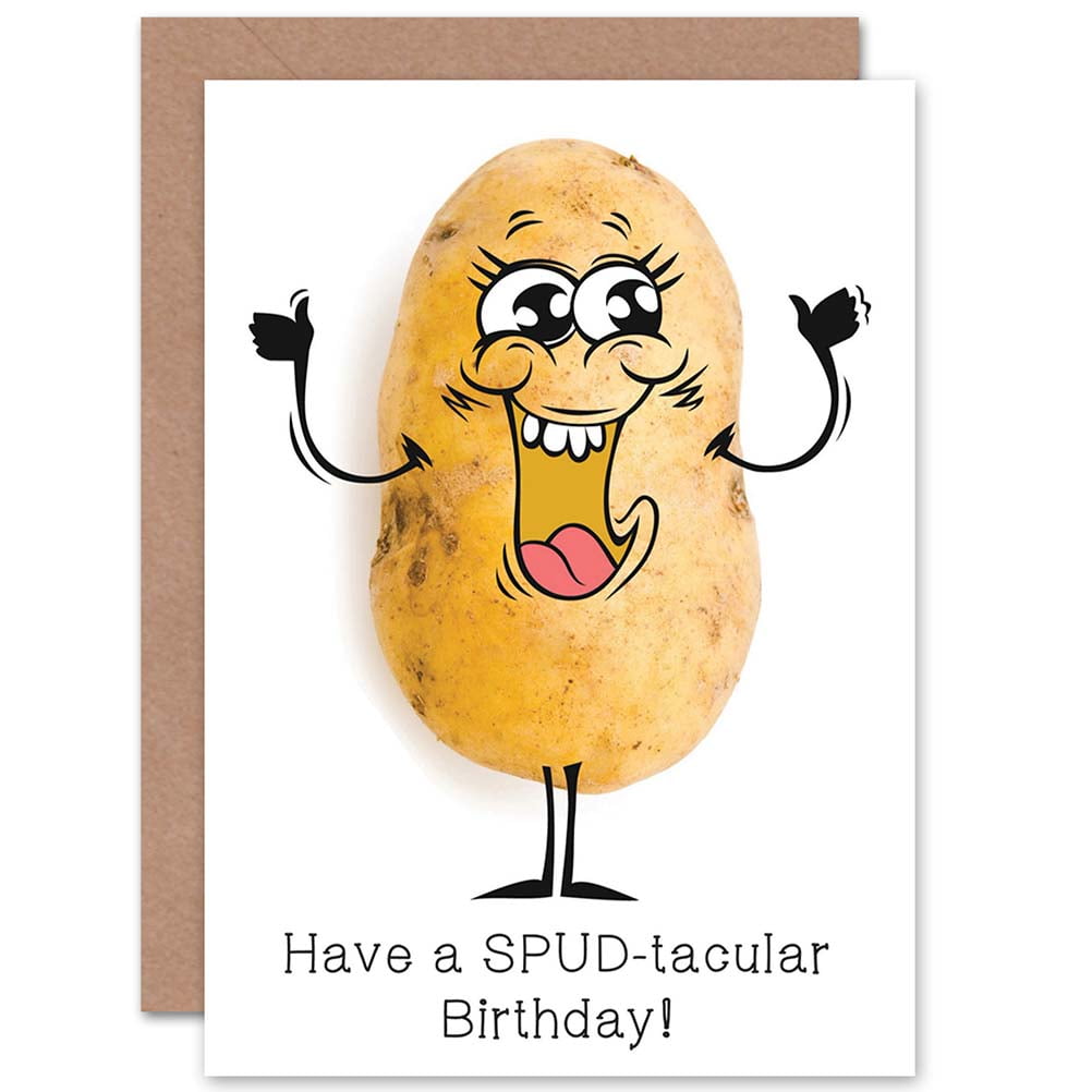 Birthday Spud Potato Funny Humour Greetings Card Plus Envelope Blank ...