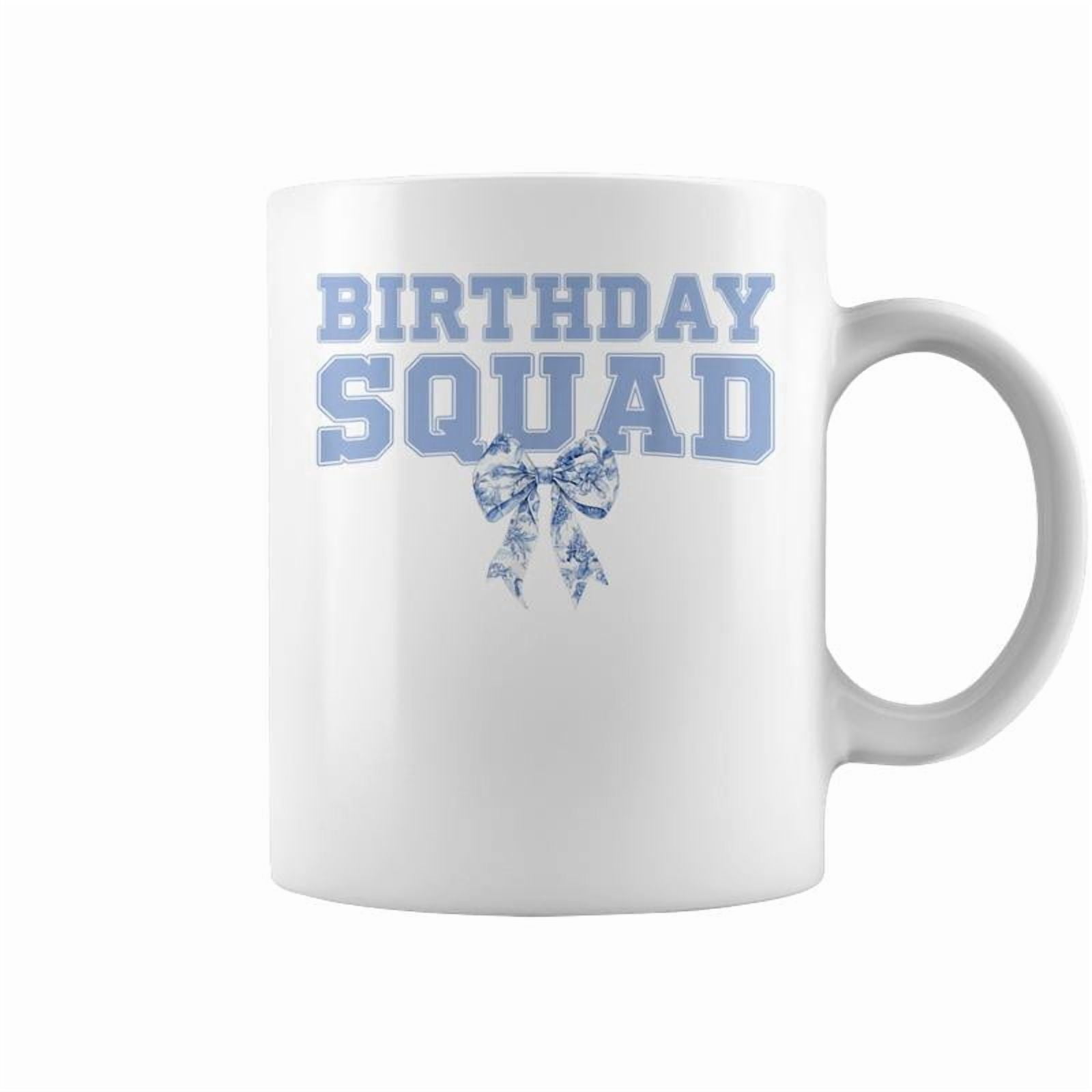 Birthday Squad Coquette Toile Blue Bow Birthday Girl Party Coffee Mug ...