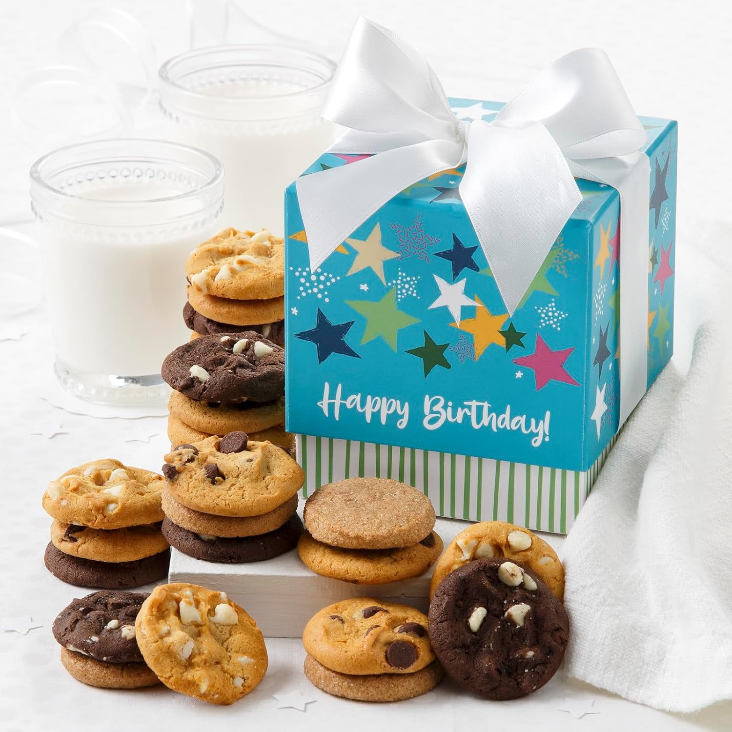 Birthday Stars Cookie Gift Box, Assorted with 24 Nibblers BiteSized ...