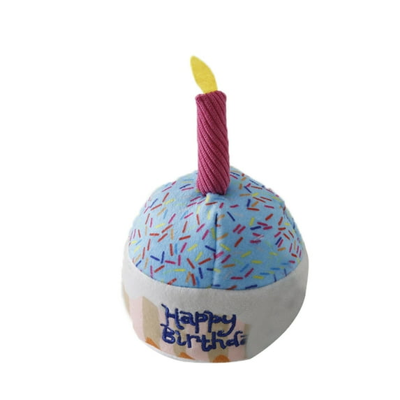 Birthday Style Dog Toy Soft Filled Squeaky Play Puzzle Embroidery Bone ...