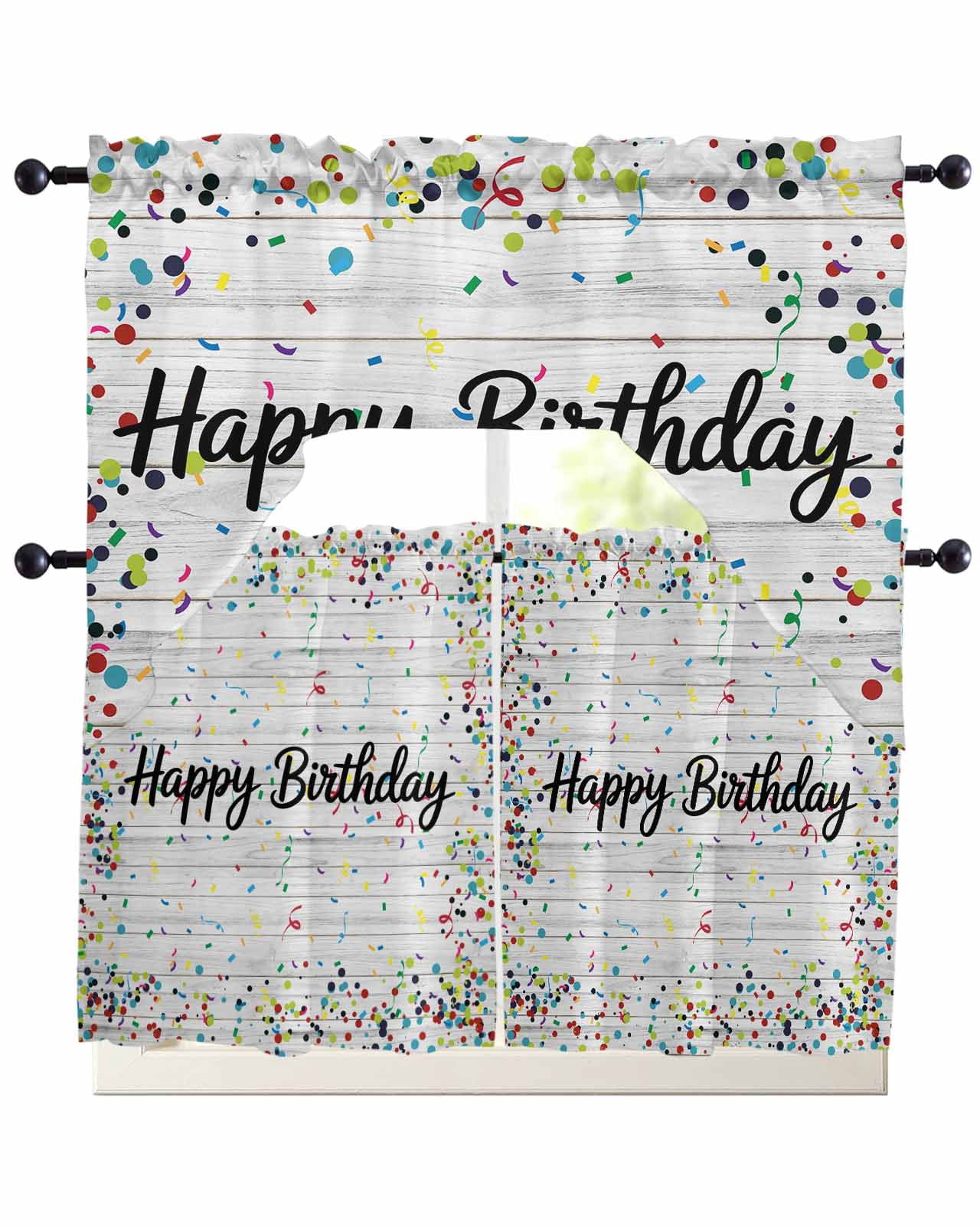 Birthday Swag Curtains for Living Room/Bedroom Windows, Colorful ...