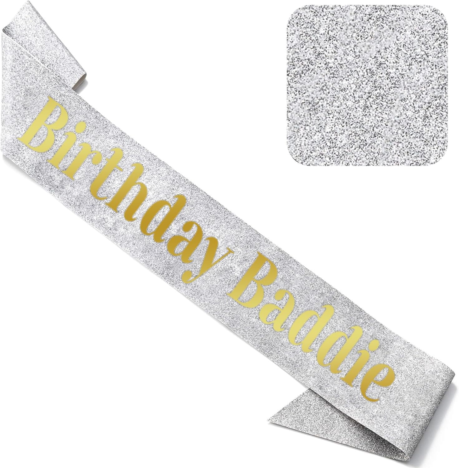 Birthday TMH1 Baddie Sash White Gold Glitter Lettering It’s My Birthday ...