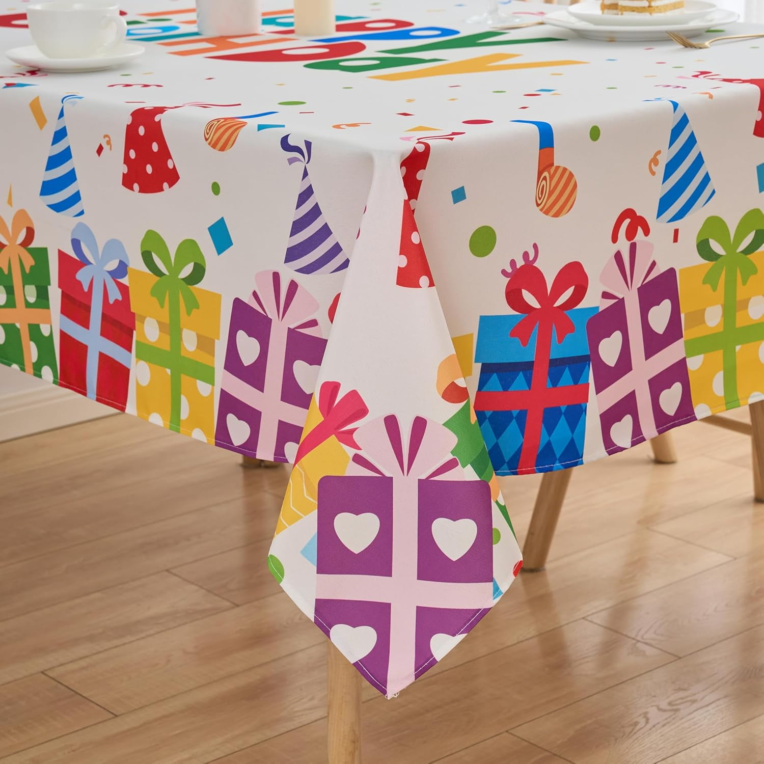 Birthday Tablecloth Rectangle Happy Birthday Gift Boxes Table Cloth ...