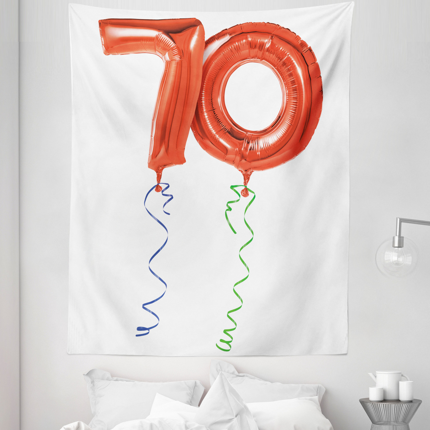 Birthday Tapestry, 70 Birthday Crazy Party with Flying Balloons Happy ...