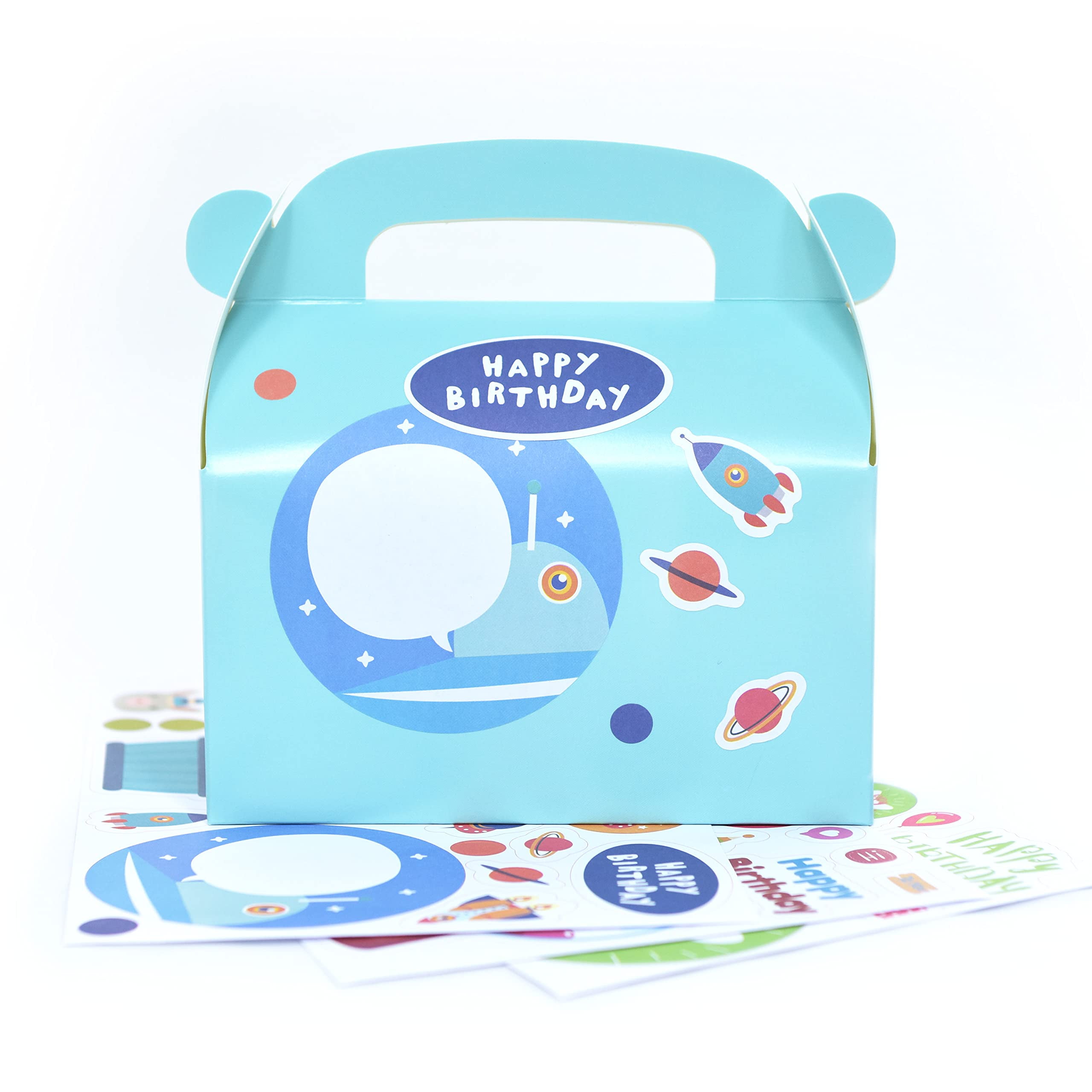 Birthday Theme Light Blue Gable Favor Boxes with DIY Creative Fun ...