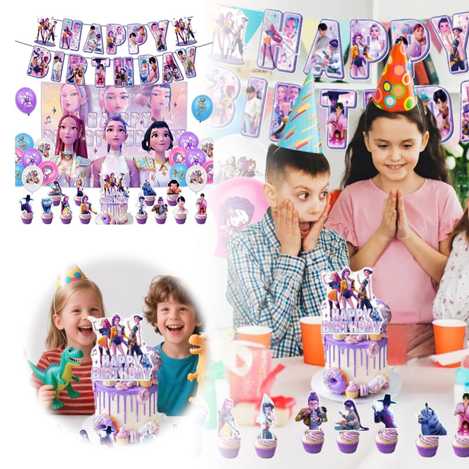 Birthday Theme Party Decoration Set Including Banner Cake Flags and ...