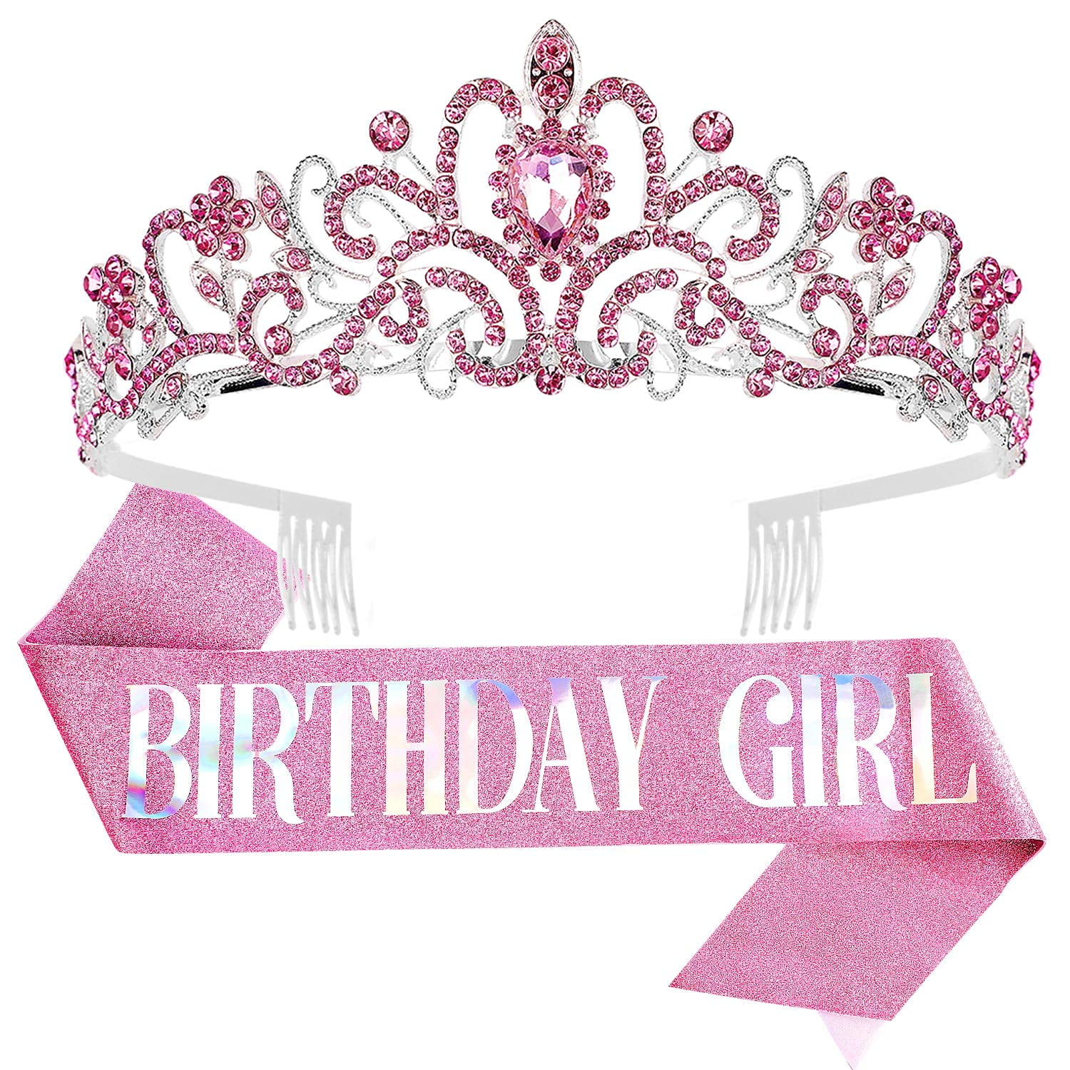 Birthday Tiara for Women, Tiara for AIS1 Women Pink Happy Birthday ...