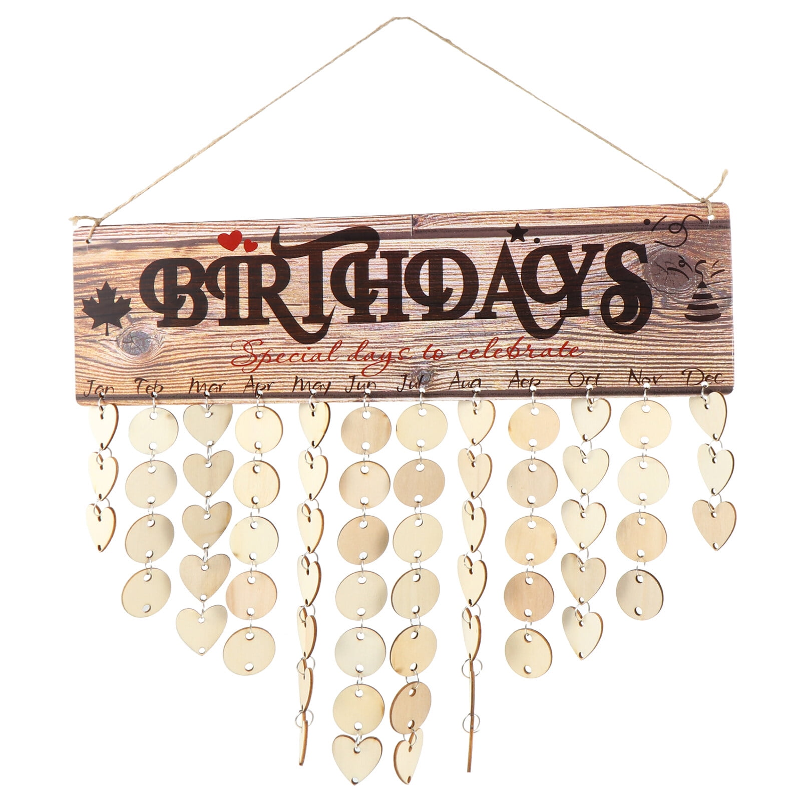Birthday Wall Calendar, 1 Set BIRTHDAYS Wooden DIY Calendar Hanging ...