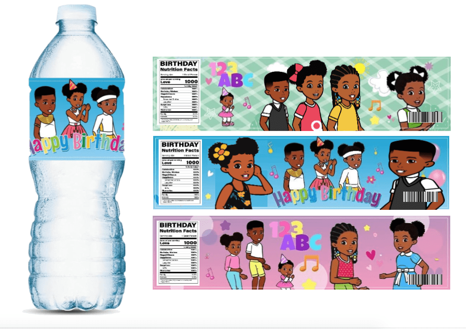 Birthday Water Bottle Labels, Gracies corner Theme Party Decorations ...