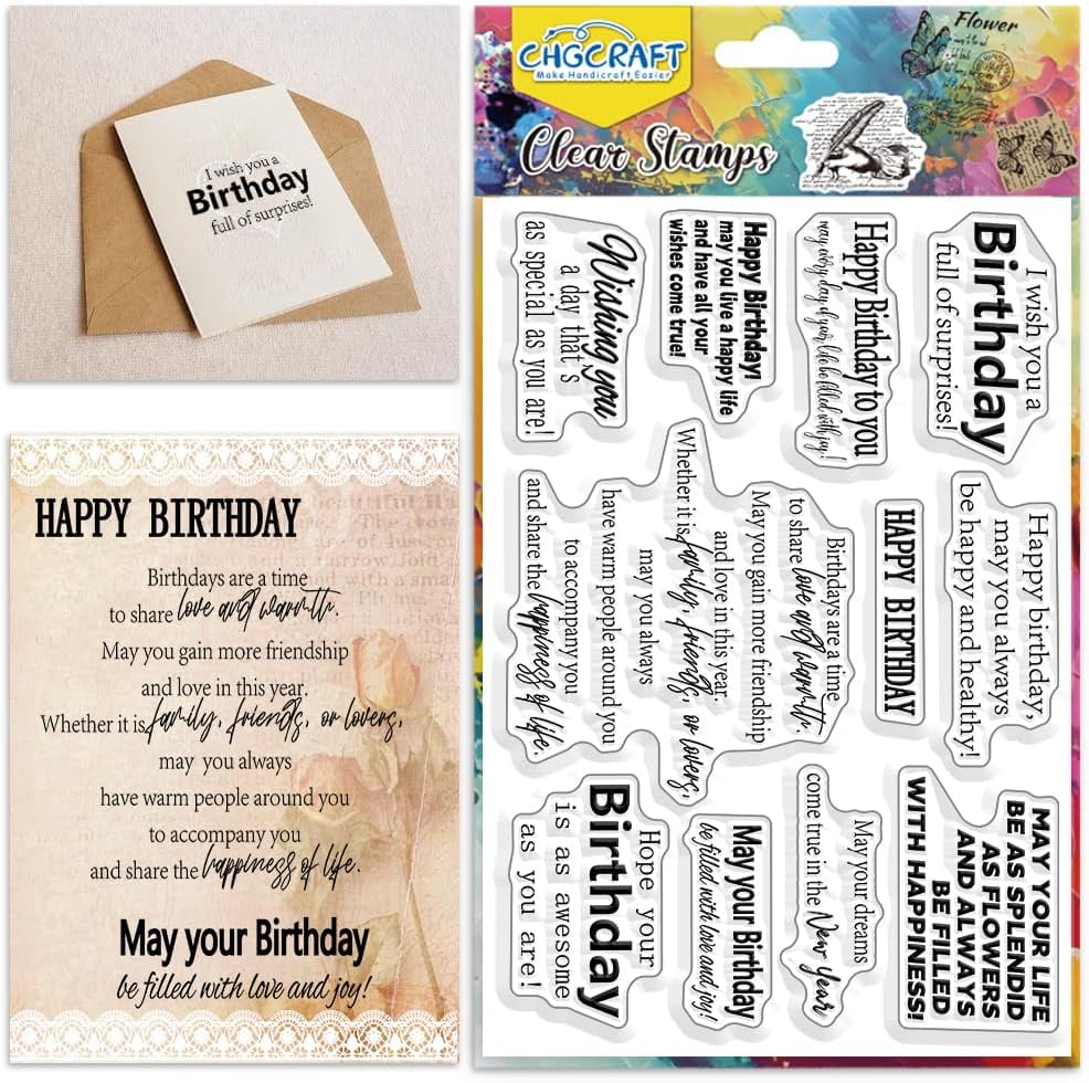Birthday Wishes Clear Stamps Words Stamp for Crafts Silicone Stamps ...