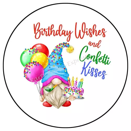 Birthday Wishes And Confetti Kisses Sticker Party Favors Sticker ...