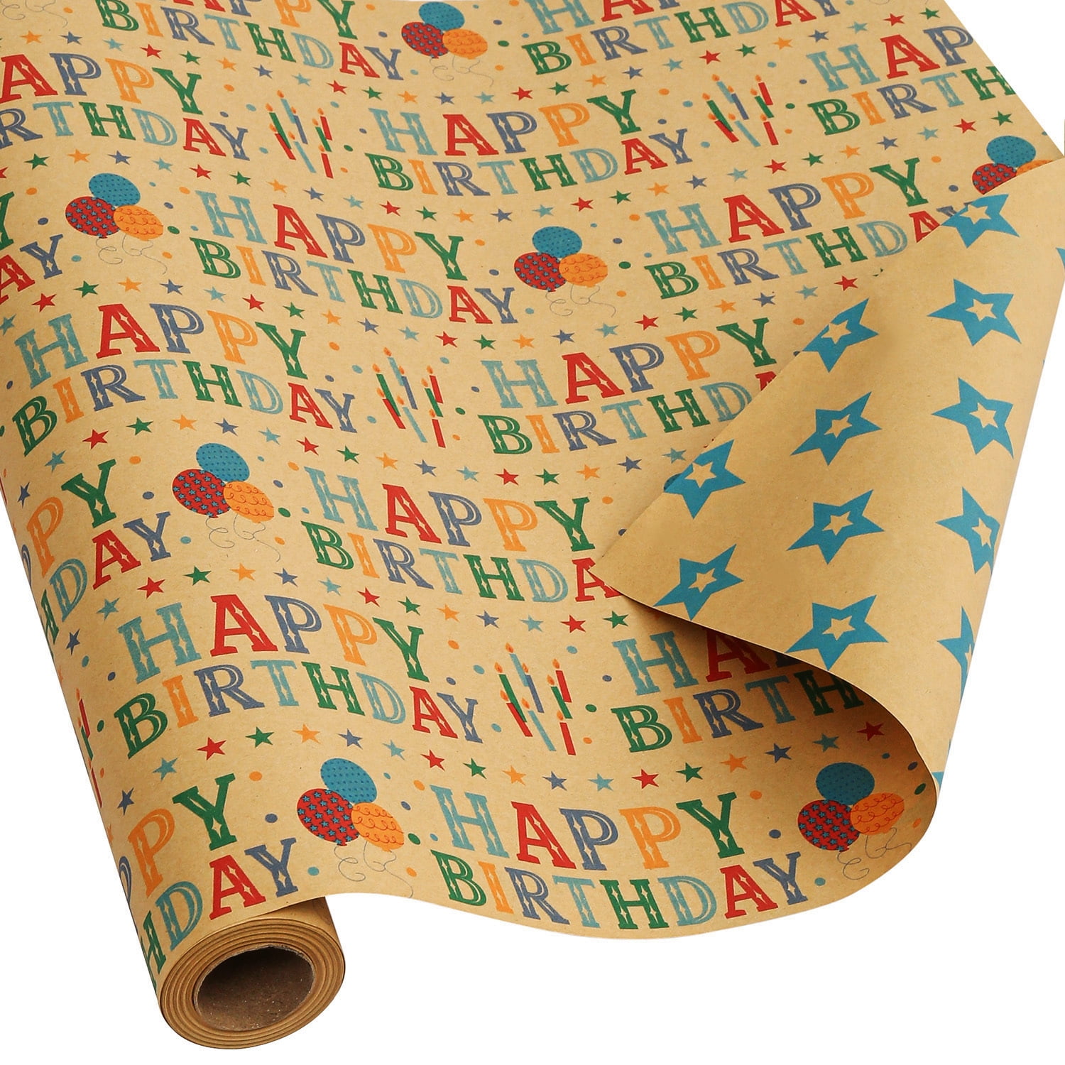 Walmart Birthday Wrapping Paper - Reversible Design, 17.2 Inch X 33 ...