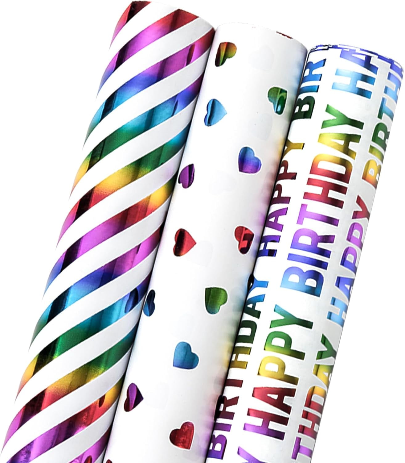Birthday Wrapping Paper, Girl Iridescent Gift Wrapping Paper, Rainbow ...