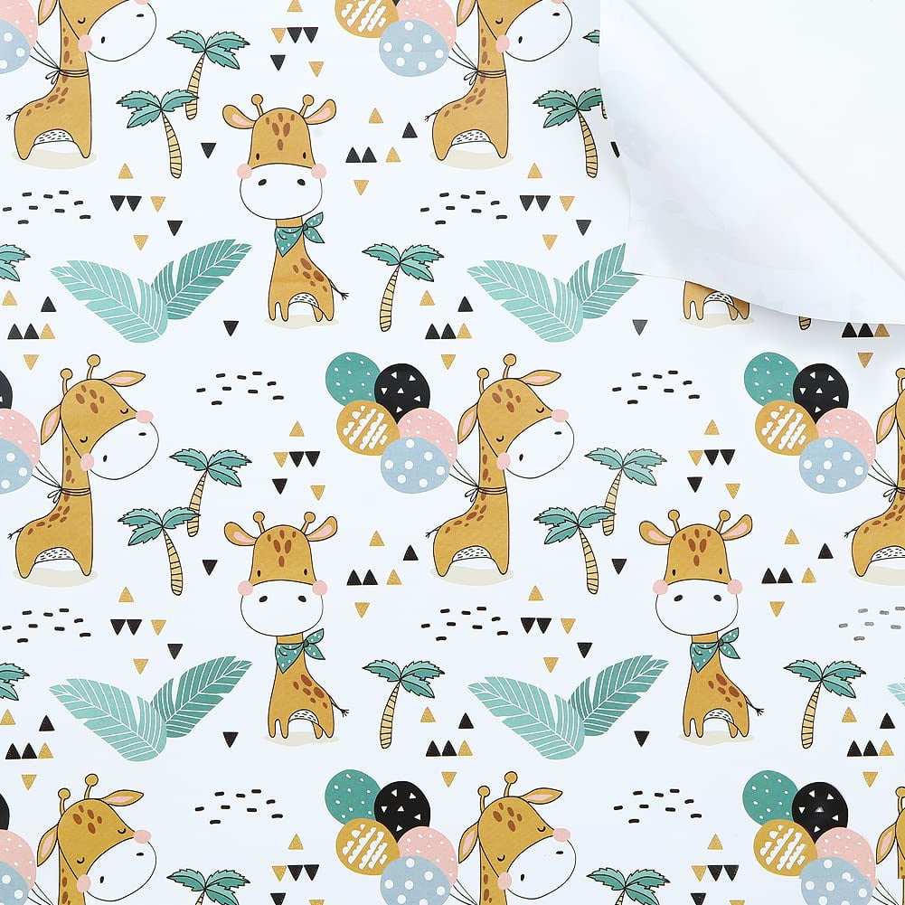 Birthday Wrapping Paper For MSF2 Kids Girls Boys, Giraffe Design Gift ...