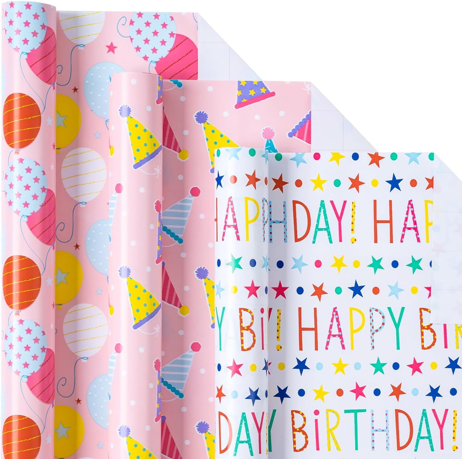 Birthday Wrapping Paper Roll - Mini Roll - Ice Cream/Ballon/ “Happy ...
