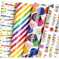Birthday Wrapping Paper Sheet - 12 Sheets Folded Flat with 12 Gift Tags ...